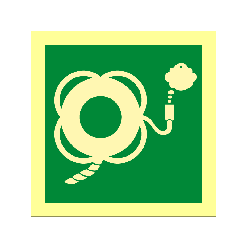 Lifebuoy with line and smoke